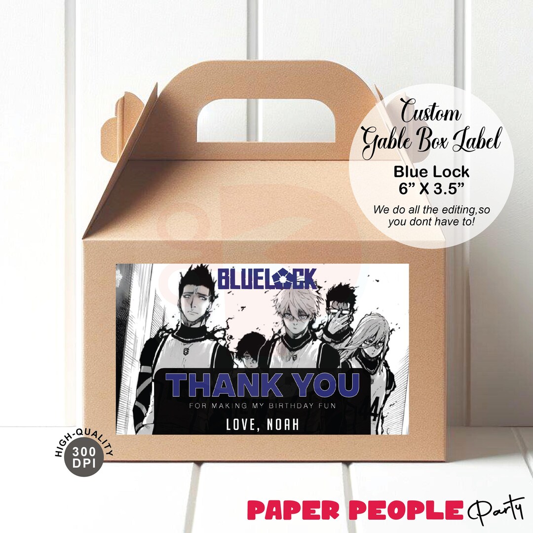Bluelock Gable Box Label, Blue Lock Birthday Favour Label, Custom Gable ...
