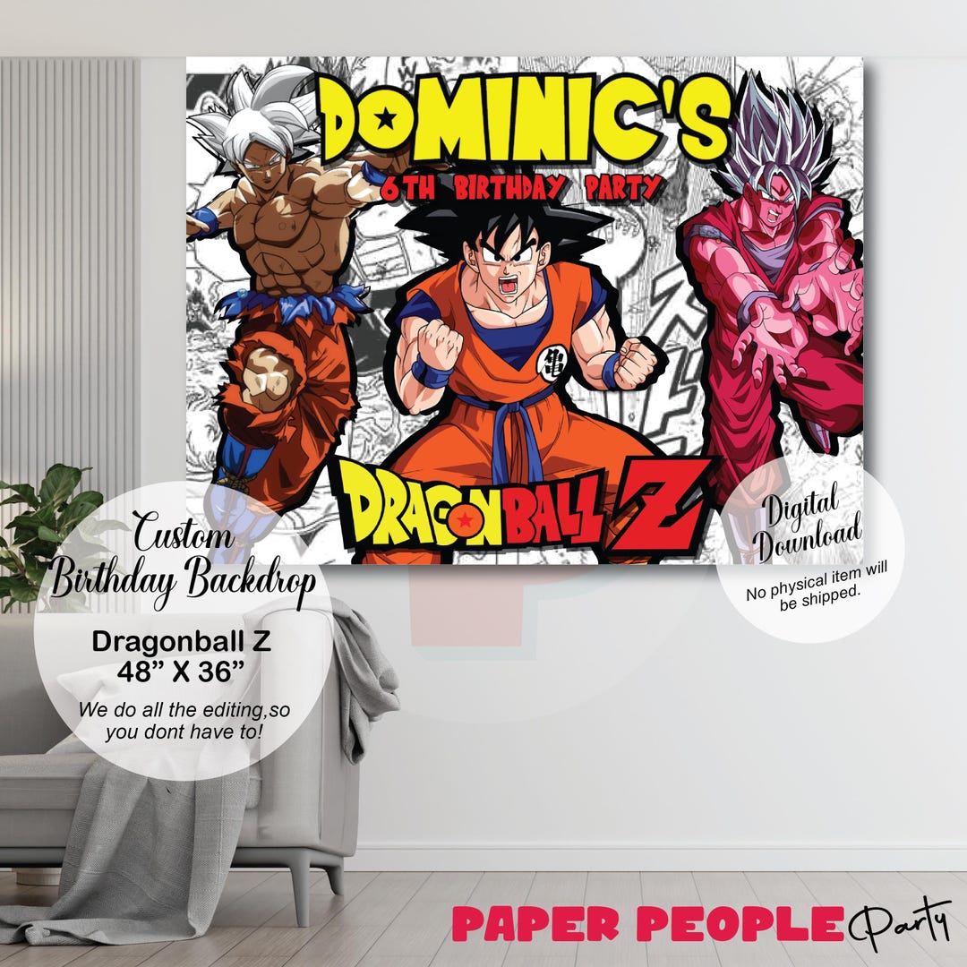 Dragon Ball Z Birthday Backdrop, Goku Backdrop, Manga Happy Birthday ...