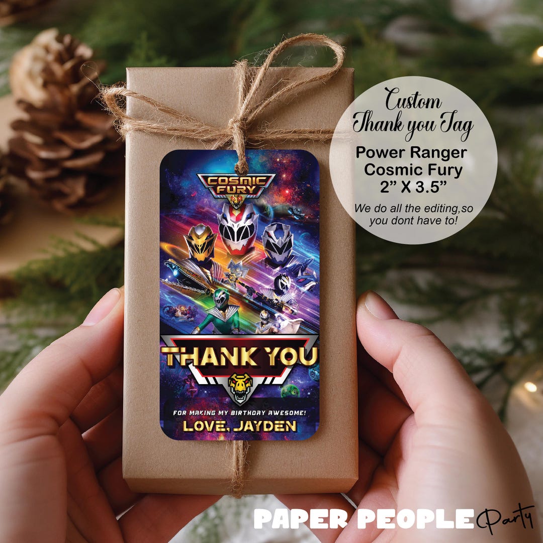 Power Ranger Cosmic Fury Thank You Tag, Power Ranger Favour Tag, Custom ...