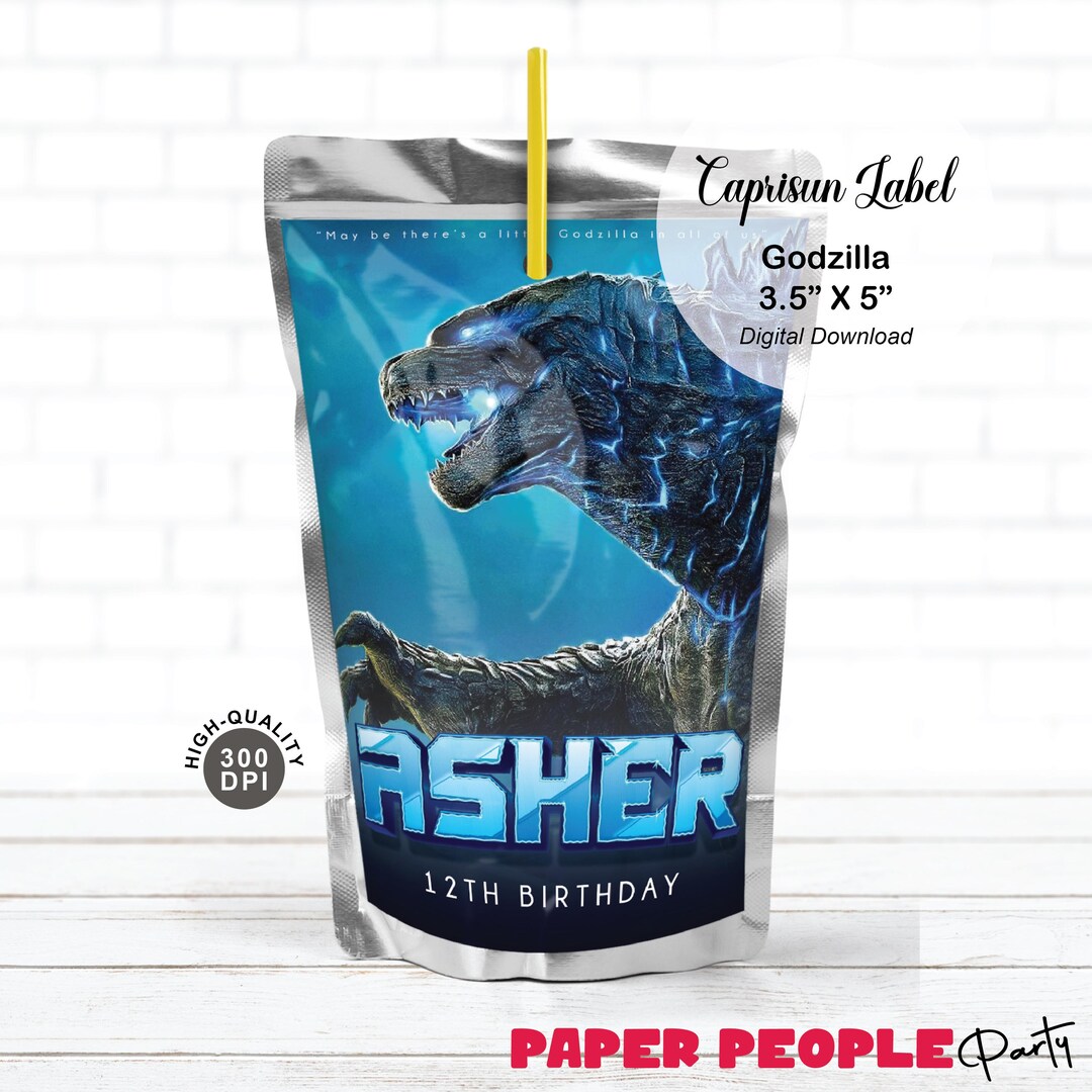 Godzilla Caprisun Labels, Godzilla Juice Drink Label, Custom Juice ...