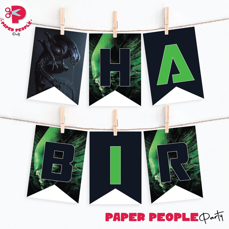 Alien Movie Birthday Banner, Aliens Xenomorph Birthday Banner, Party ...