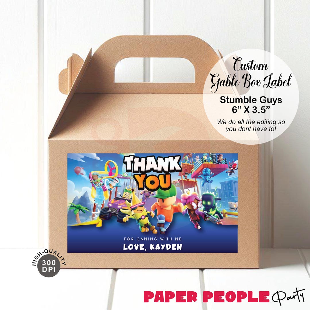 Stumble Guys Gable Box Label, Stumble Guys Birthday Favour Label ...