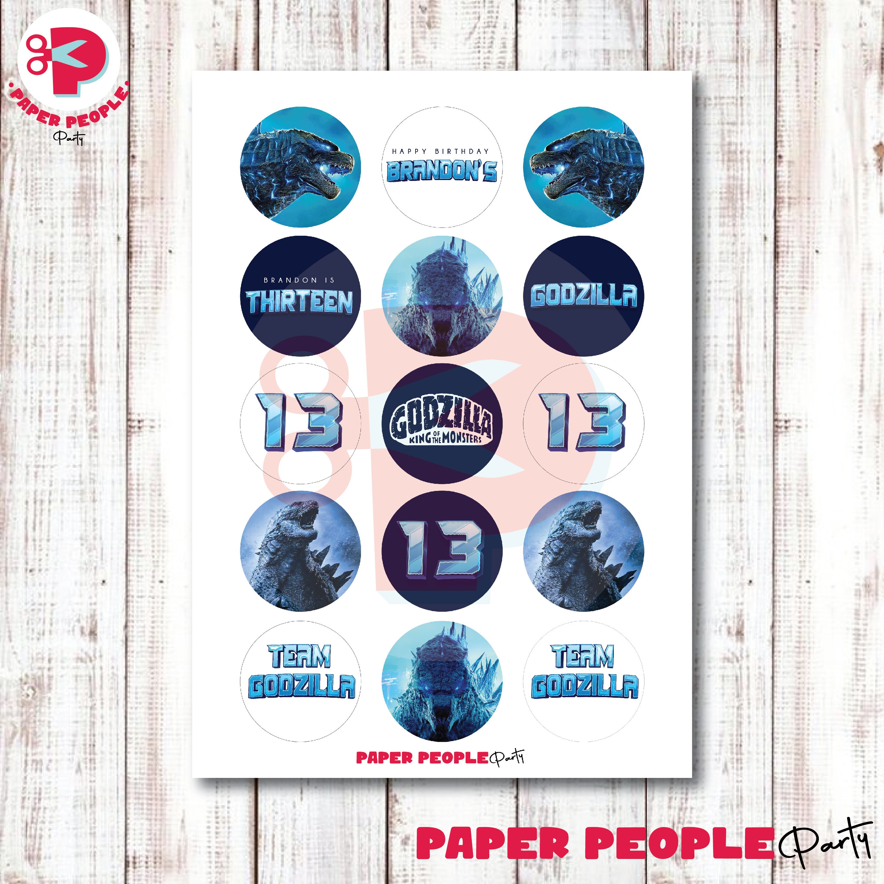 Godzilla Movie Cupcake Topper, Godzilla Cupcake Topper, Cupcake Topper ...