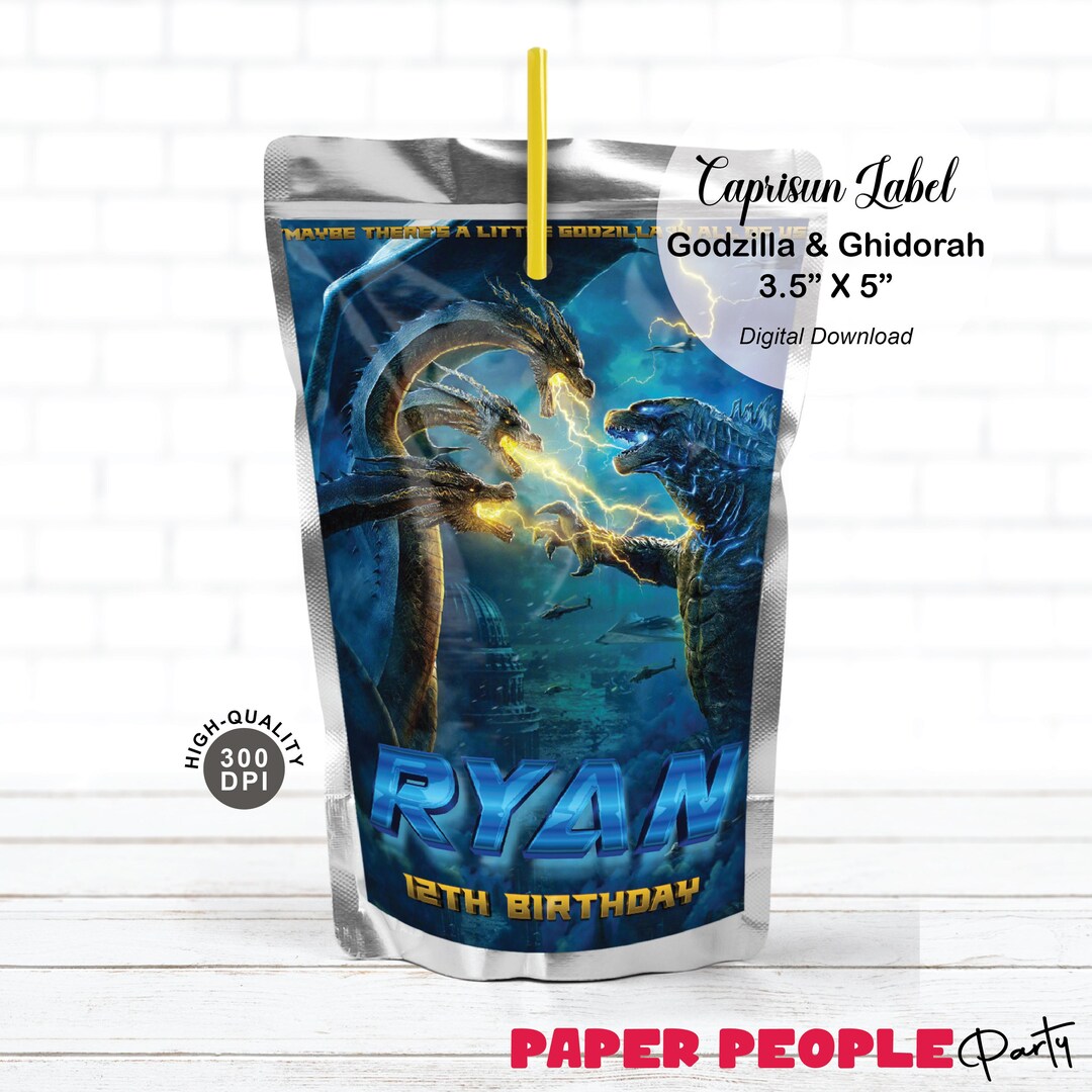 Godzilla Caprisun Labels, Godzilla Juice Drink Label, Custom Juice ...