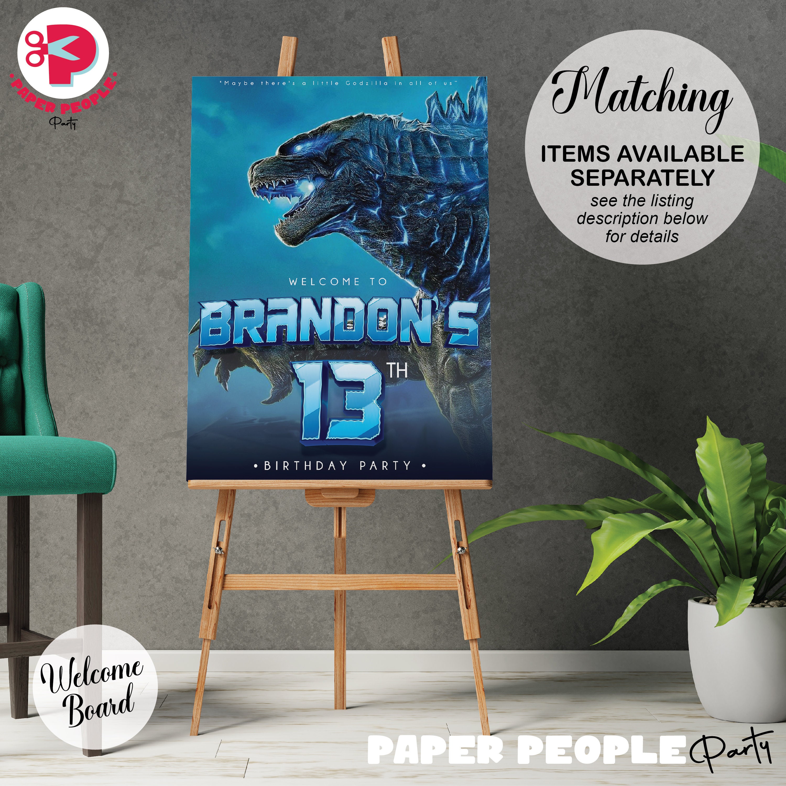 Godzilla Movie Thank You Tag, Godzilla Favour Tag, Godzilla Birthday ...