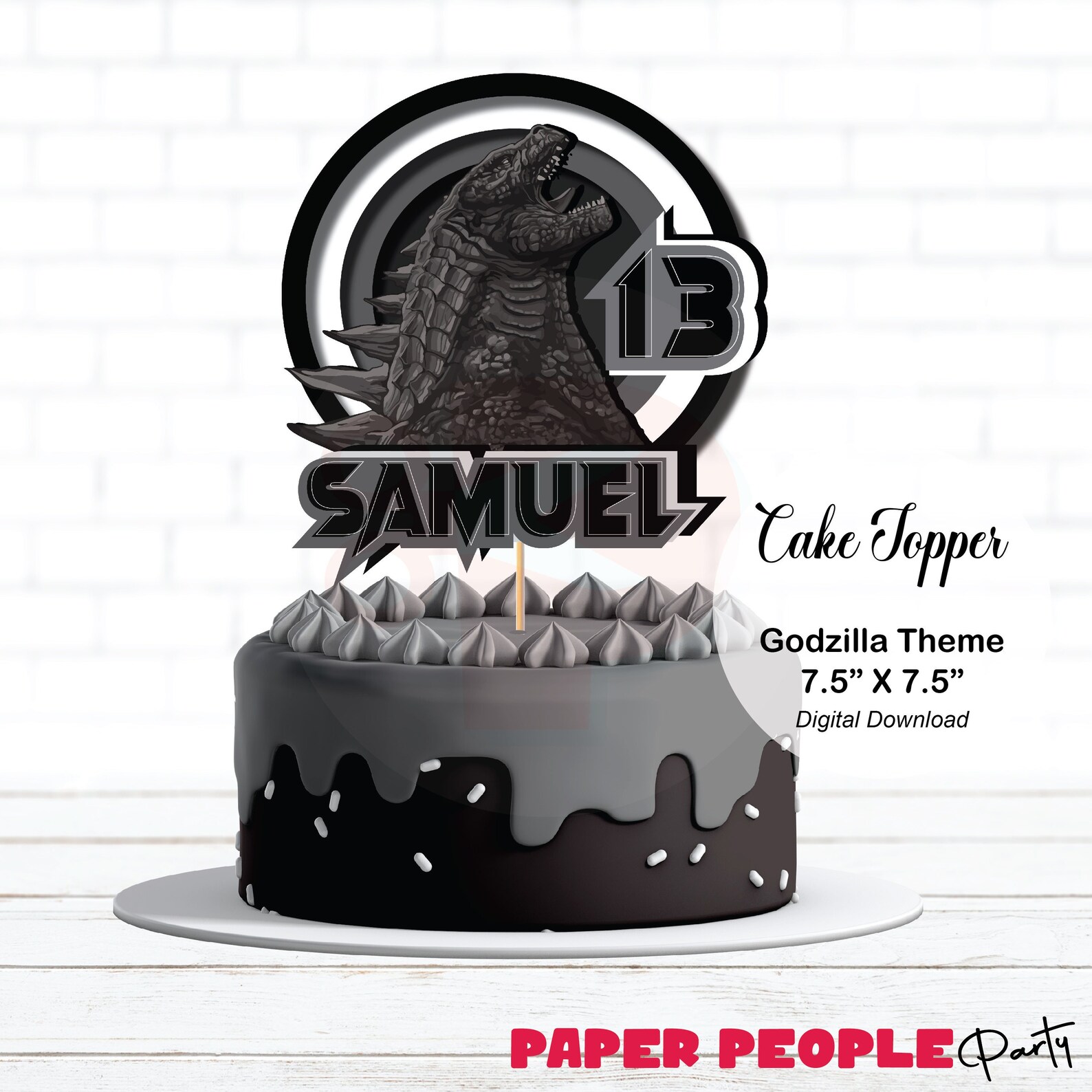Godzilla Movie Cake Topper, Godzilla Cake Topper, Custom Cake Topper ...