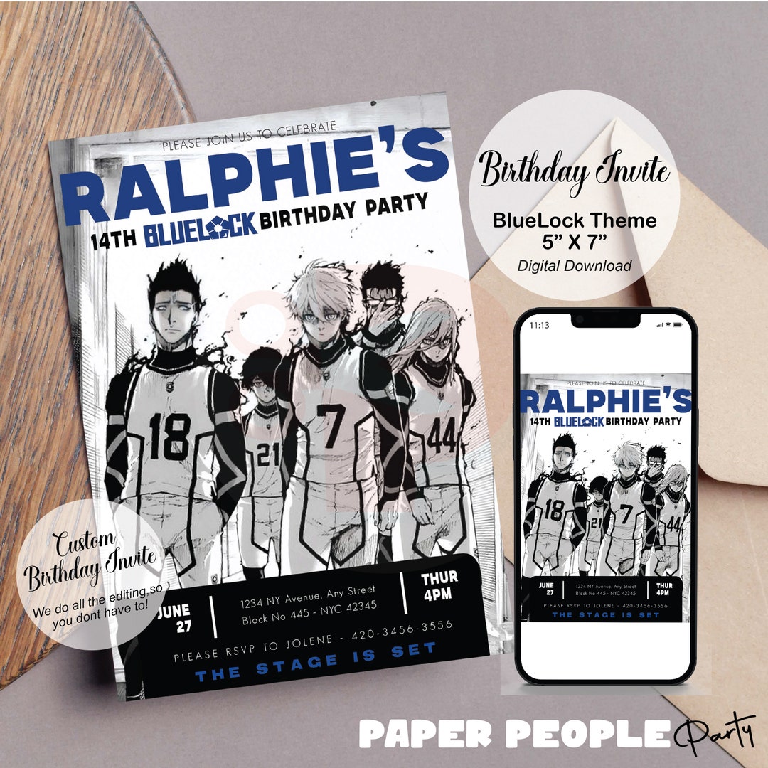 Bluelock Birthday Invite, Anime Birthday Party Invite, Happy Birthday ...