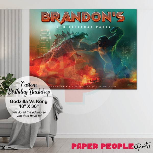 Godzilla Kong Birthday Backdrop - Etsy