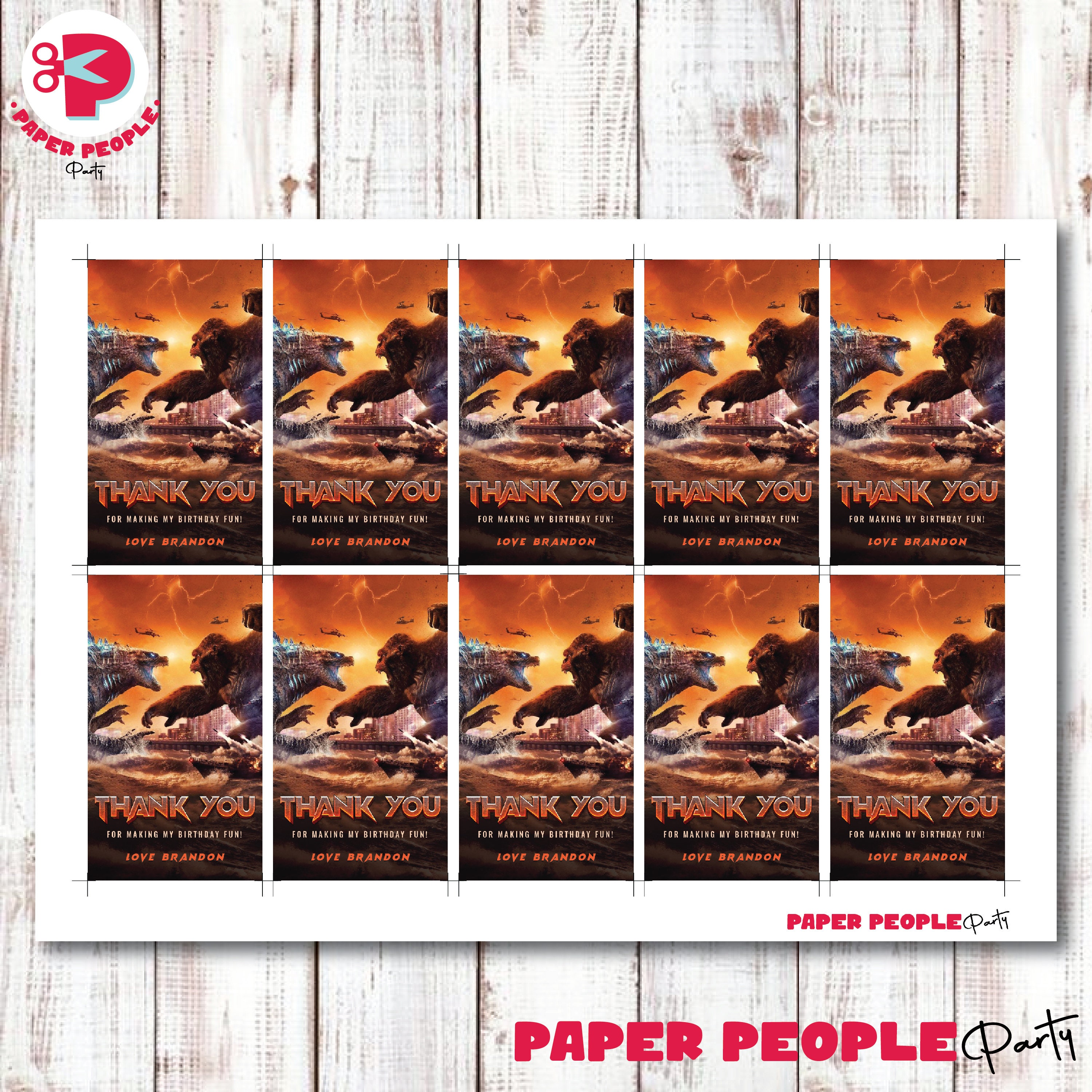 Godzilla VS Kong Thank You Tag, Godzilla VS Kong Favour Tag, Godzilla ...