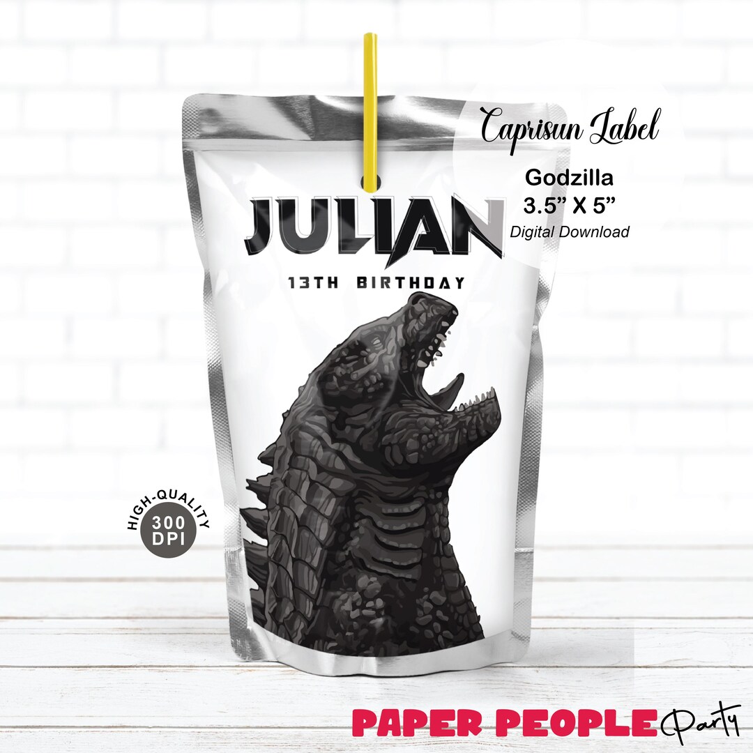 Godzilla Caprisun Labels, Godzilla Juice Drink Label, Custom Juice ...