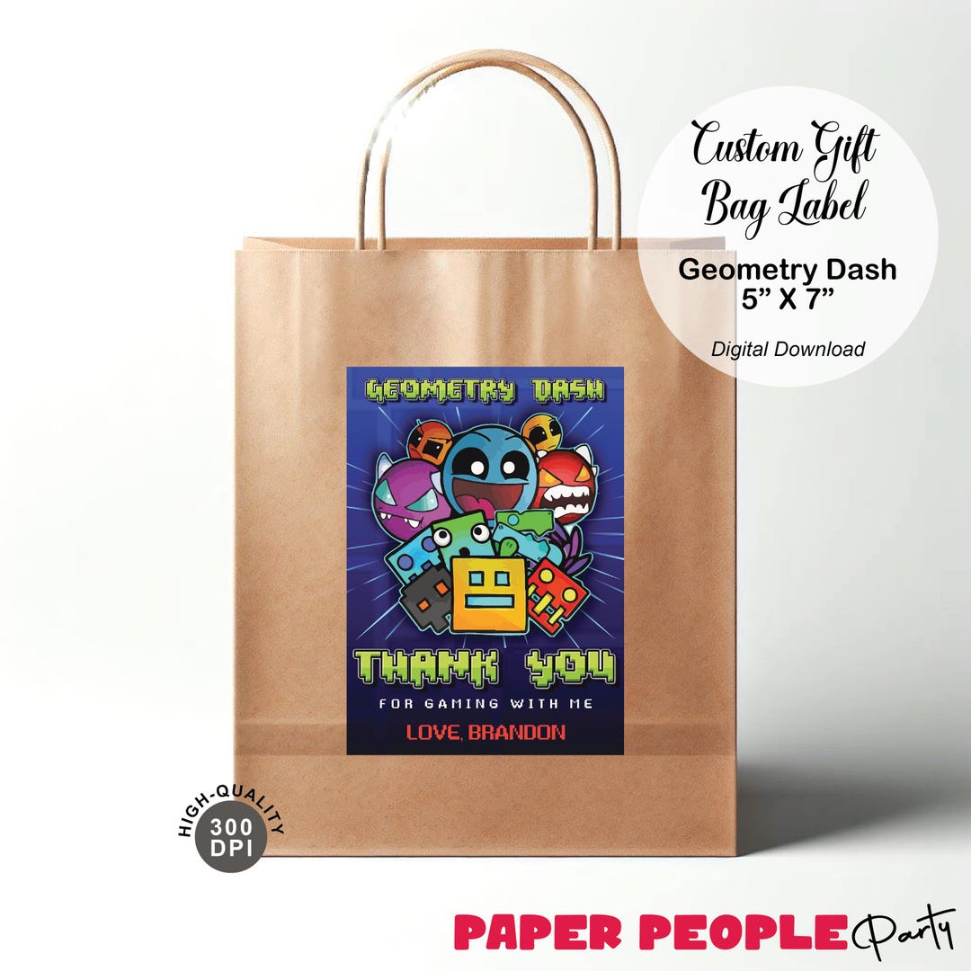 Geometry Dash Gift Bag Label, Custom Gift Bag Label, Geometry Dash ...