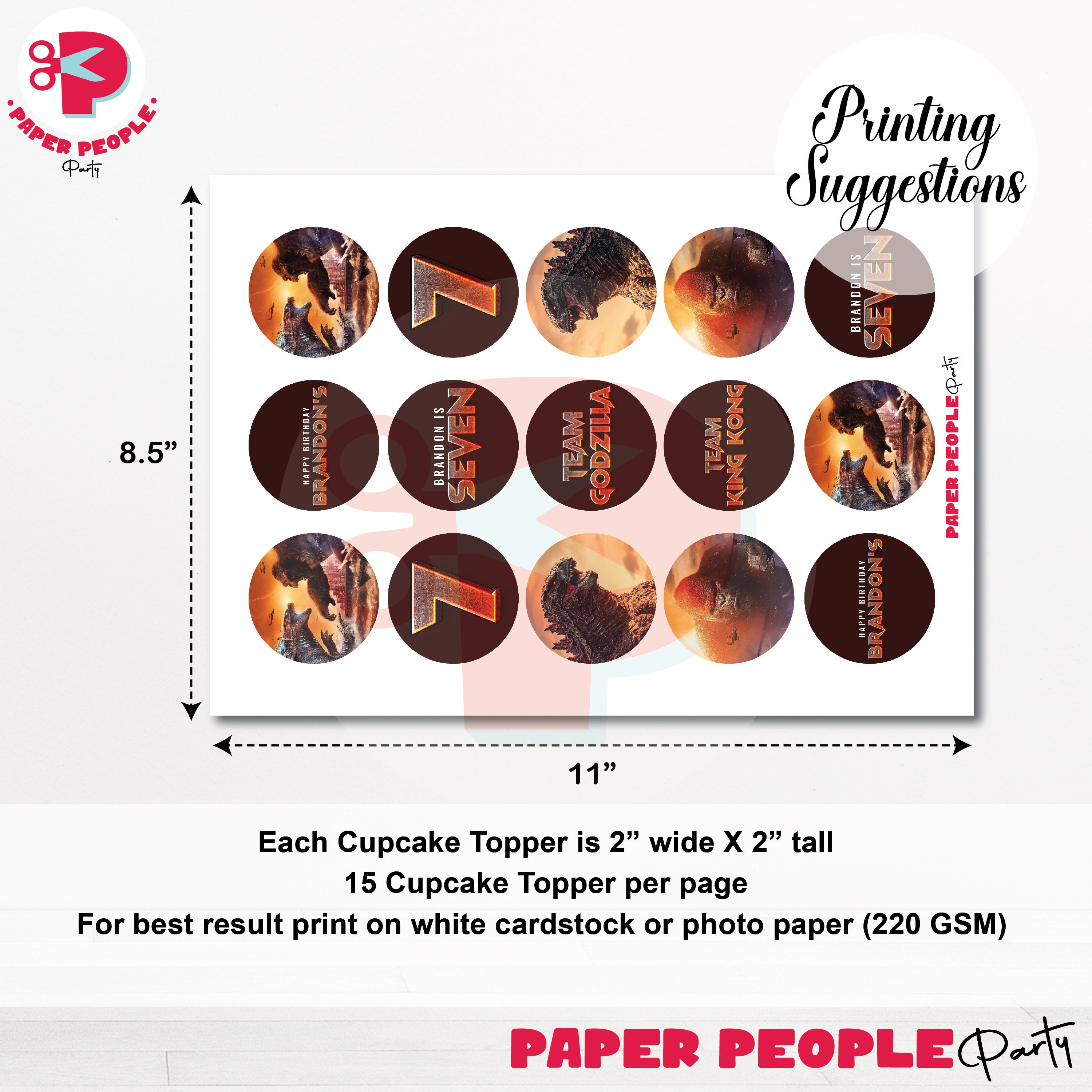 Godzilla VS Kong Cupcake Topper, Godzilla Cupcake Topper, King Kong ...