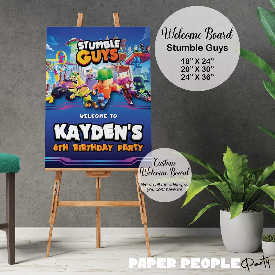 Stumble Guys Birthday Welcome Board, Stumble Guys Welcome Sign, Party ...