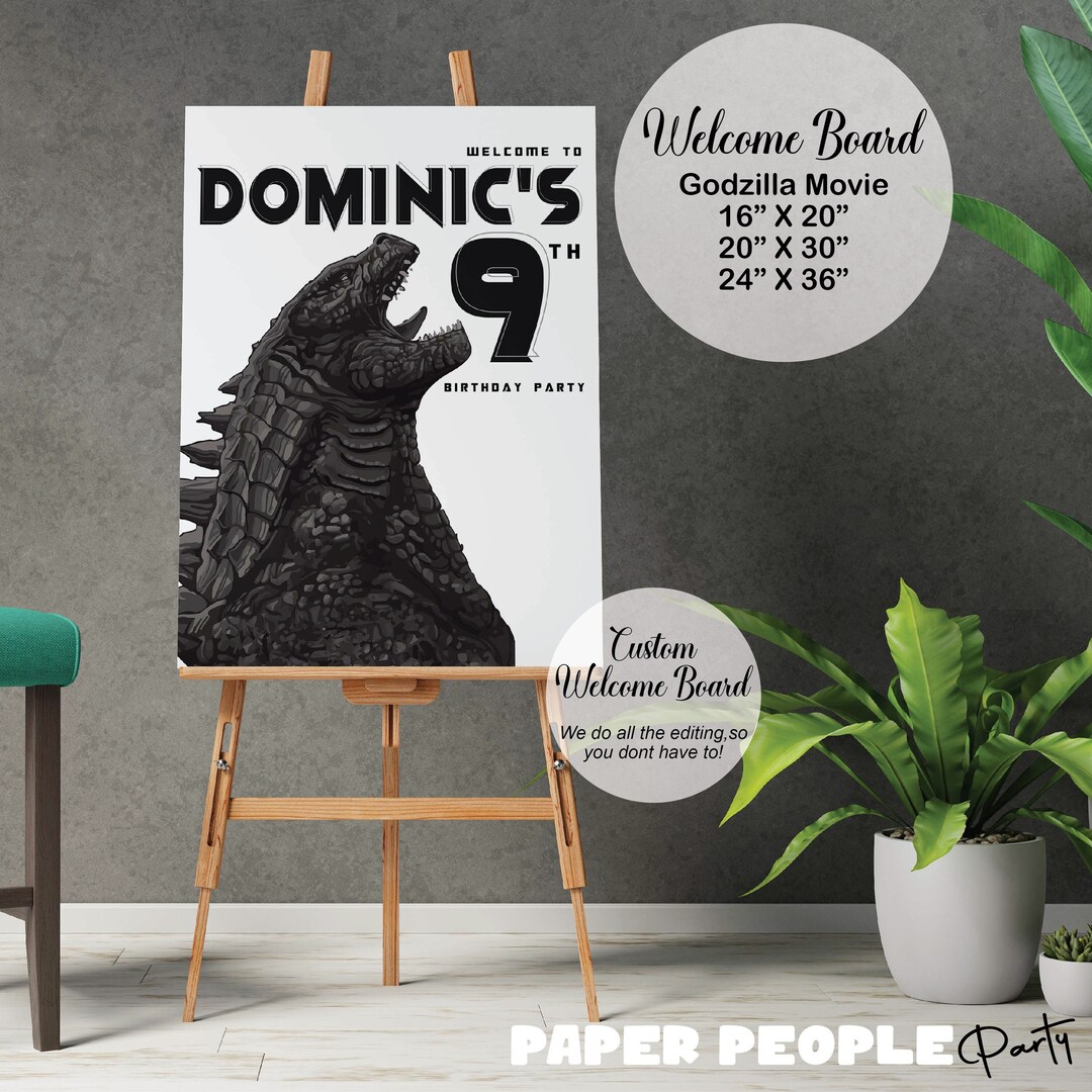 Godzilla Black and White Welcome Board, Godzilla Movie Welcome Sign ...