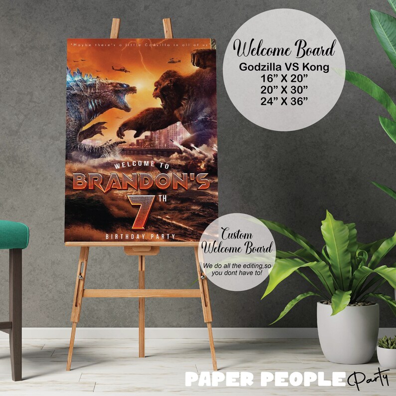 Godzilla VS Kong Birthday Welcome Board, Godzilla VS Kong Welcome Sign ...