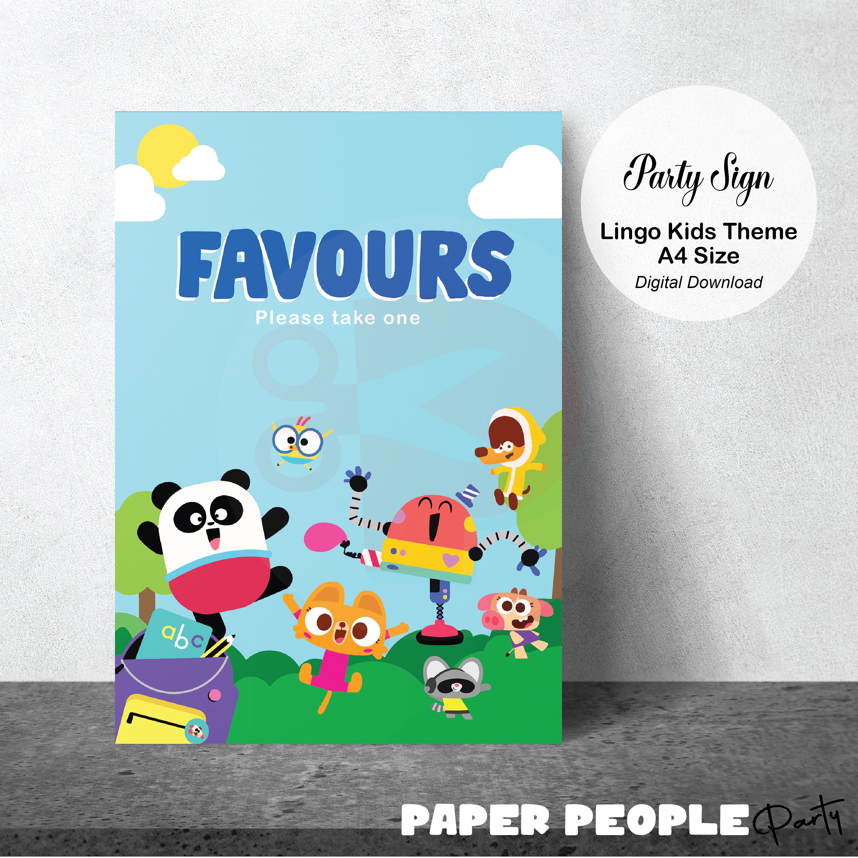 Lingo Kids TV Birthday Favours Sign, Lingo Kids TV Party Favours Sign ...