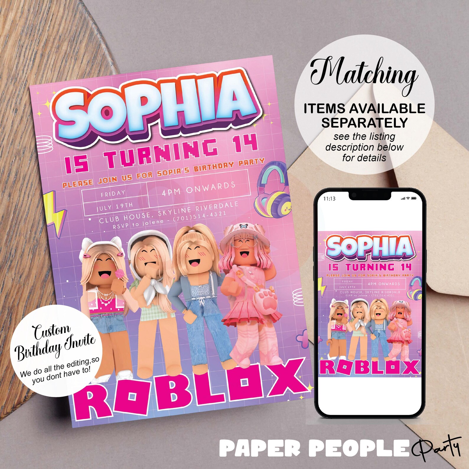 Girl Roblox Birthday Welcome Board, Roblox Welcome Sign, Party Sign ...