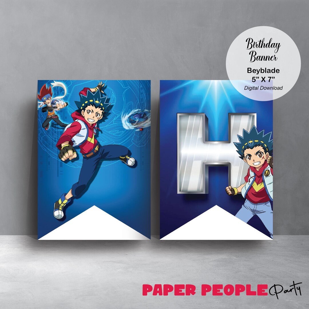 Beyblade Birthday Banner, Beyblade Party Banner, Happy Birthday Bunting ...