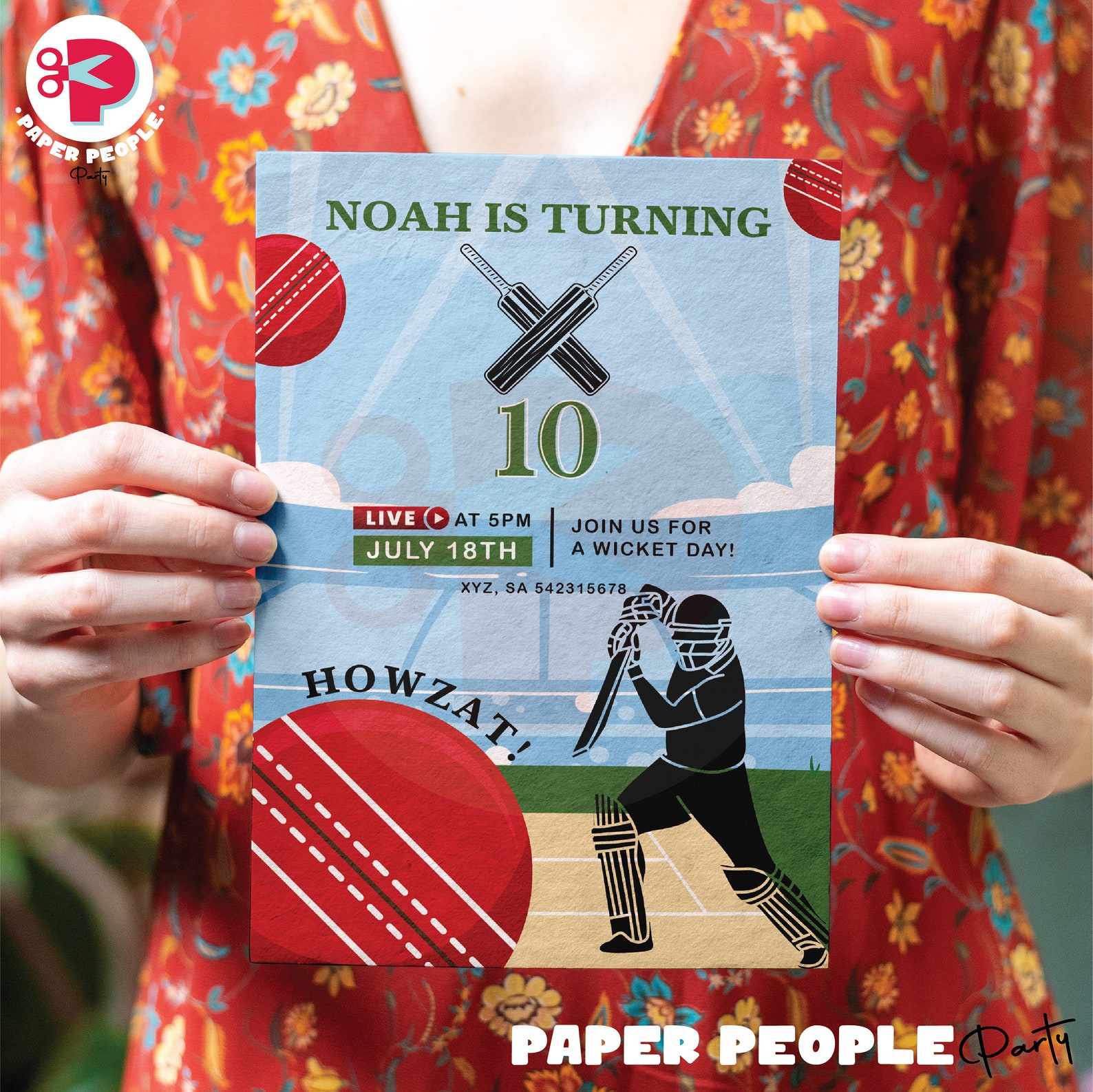 Cricket Theme Birthday Invite, Sports Theme Party Invite, Happy ...