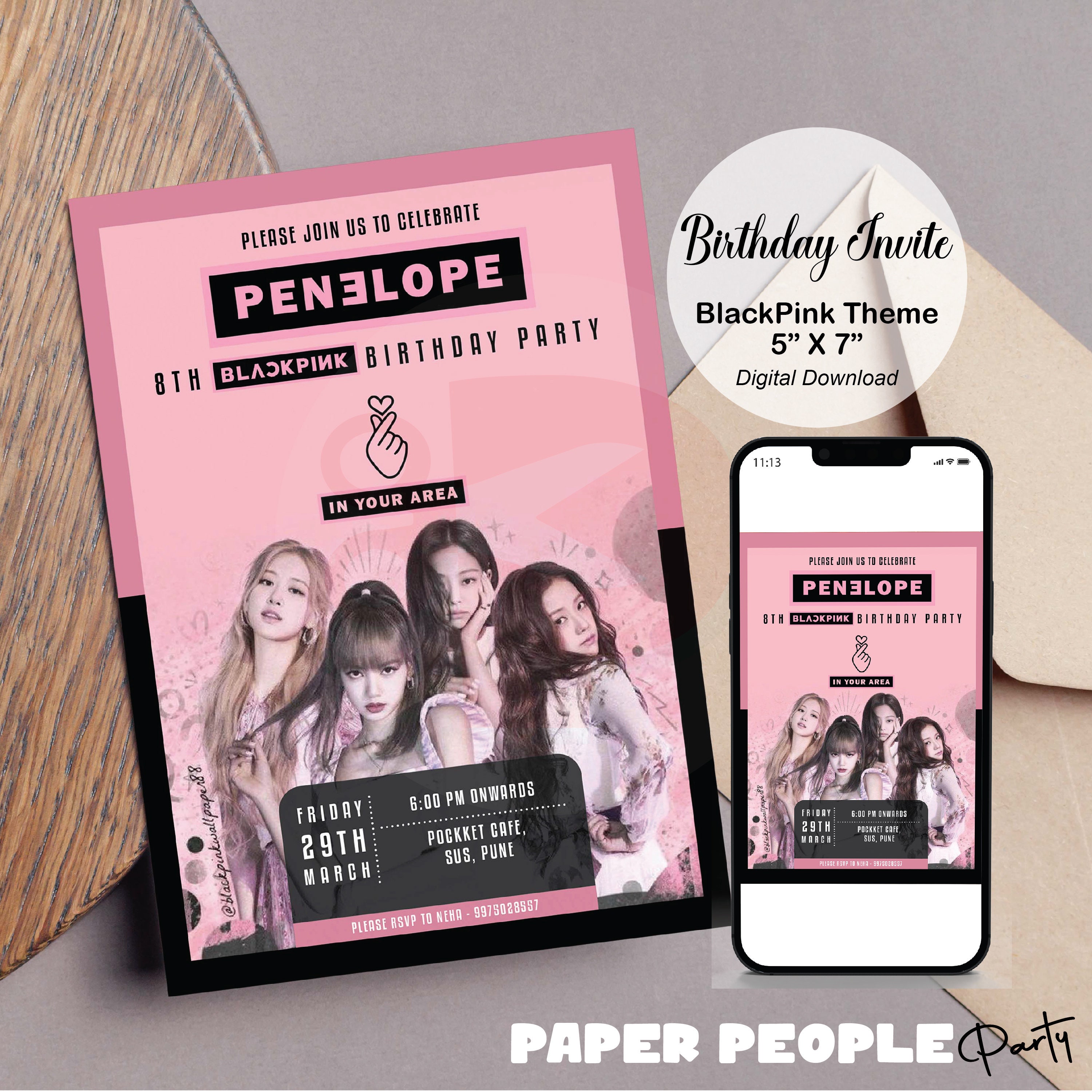 Blackpink Birthday Invite, Blackpink Party Invite, Birthday Invite ...