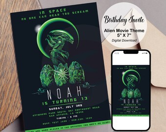 Alien Vs. Predator Birthday Invitation Card Design for Kids - Etsy