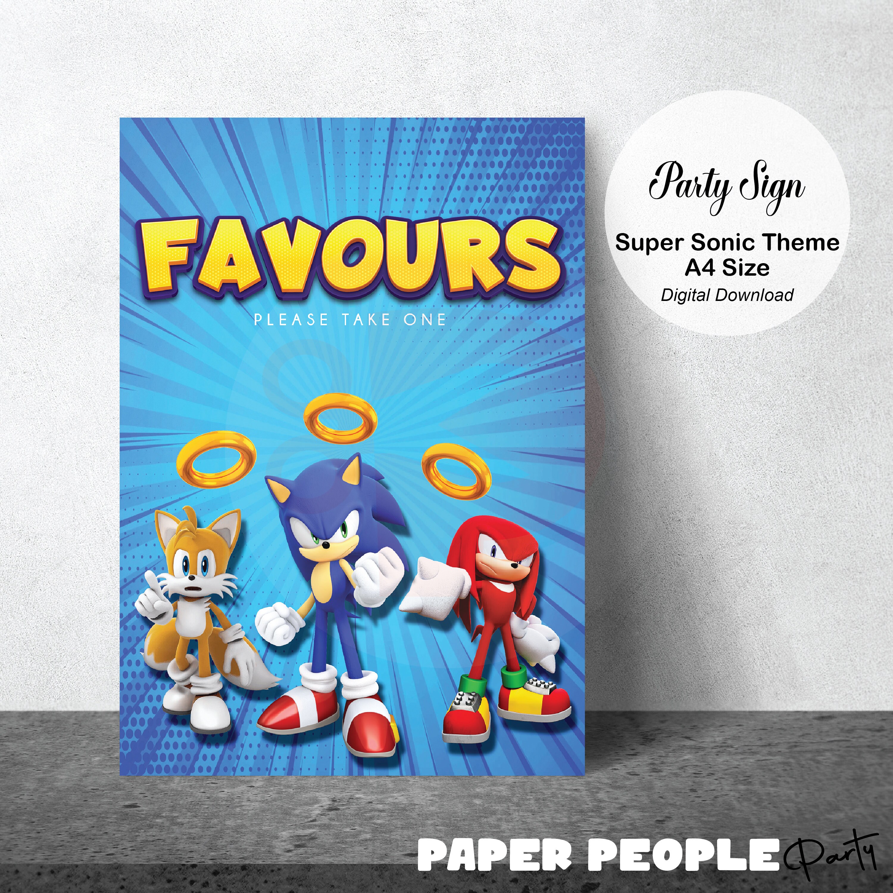 Sonic Birthday Favours Sign , Sonic Party, Favours Sign, Printable ...
