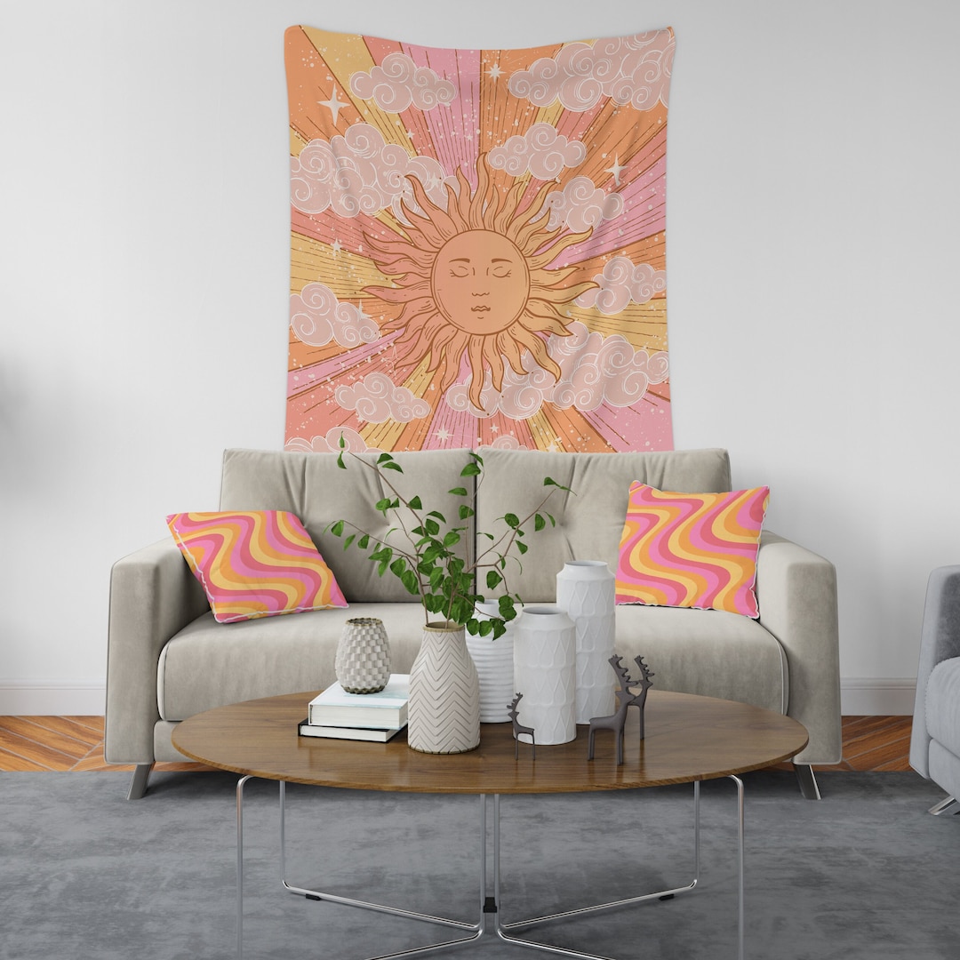 Vintage Sun Tapestry, Celestial Wall Hanging, Astrology Wall Tapestry ...