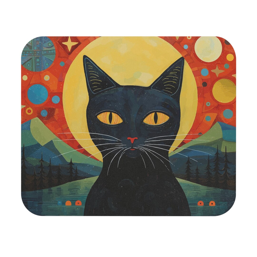 Cute Cat Mouse Pad, Retro Desk Decor, Colorful Desk Accessory, Gift for ...