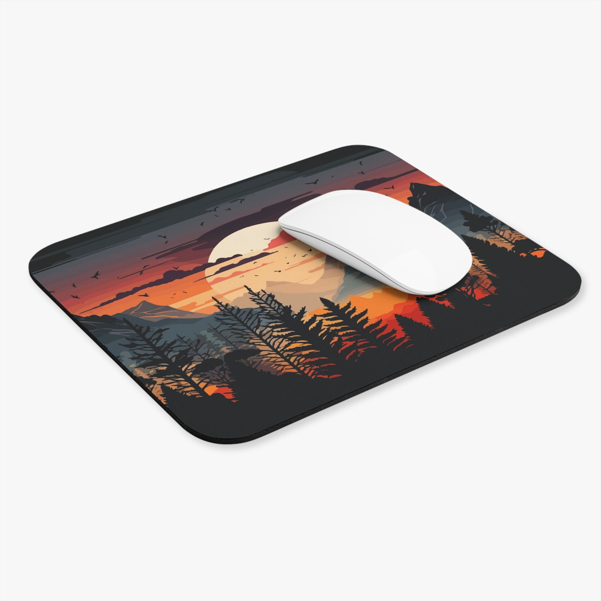 Mouse Pad Abstract Landscape, Aesthetic Sunset Desk Accessory, Mountain ...