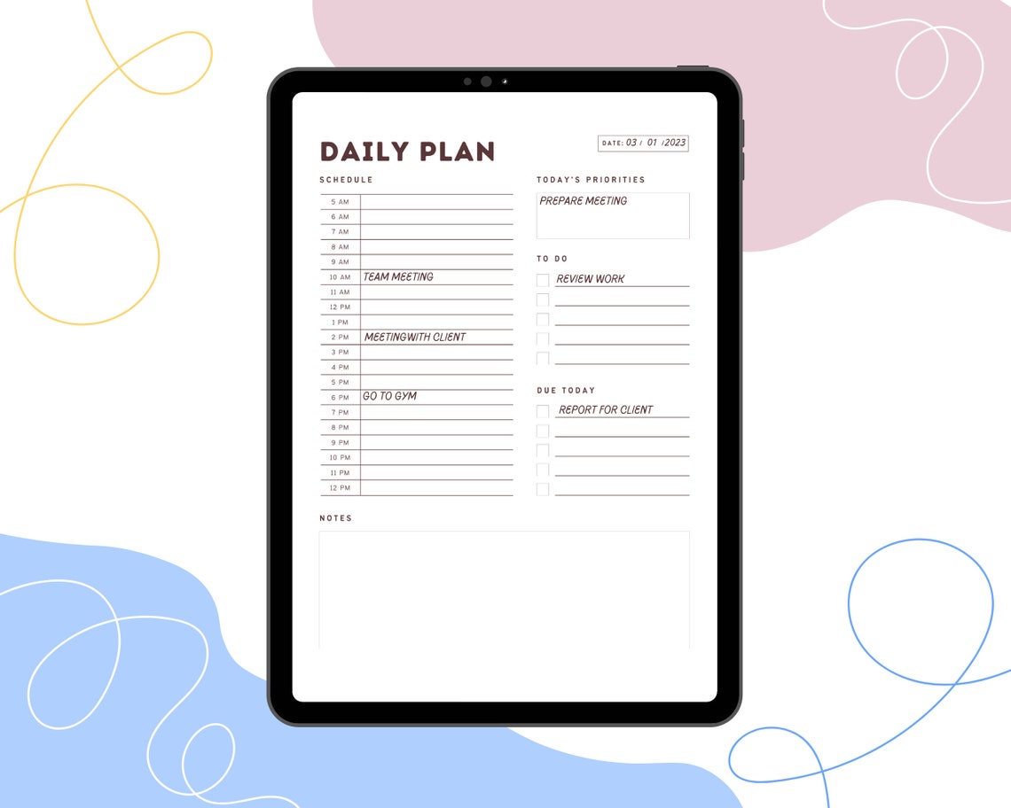 Printable Work Planner, Daily Planner, Printable, Digital Download, Use ...