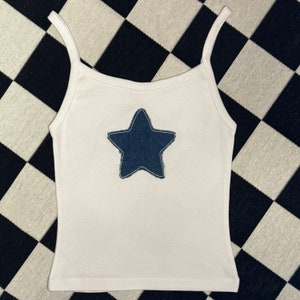 Denim Star Handmade Tank Top | Embroidered Top - Etsy