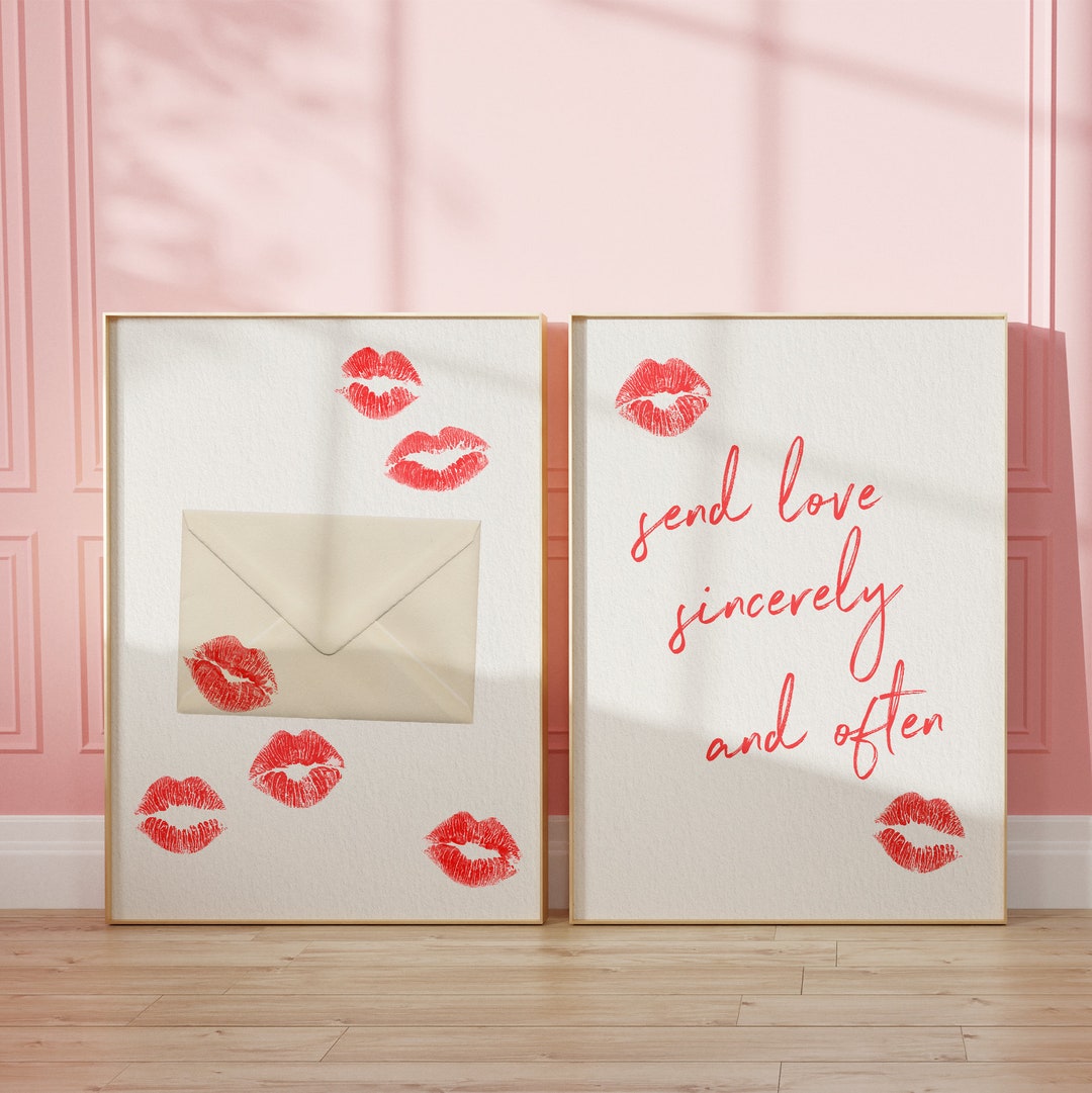 Love Letter Wall Art, Digital Art Print, Kiss Vintage Decor, College ...