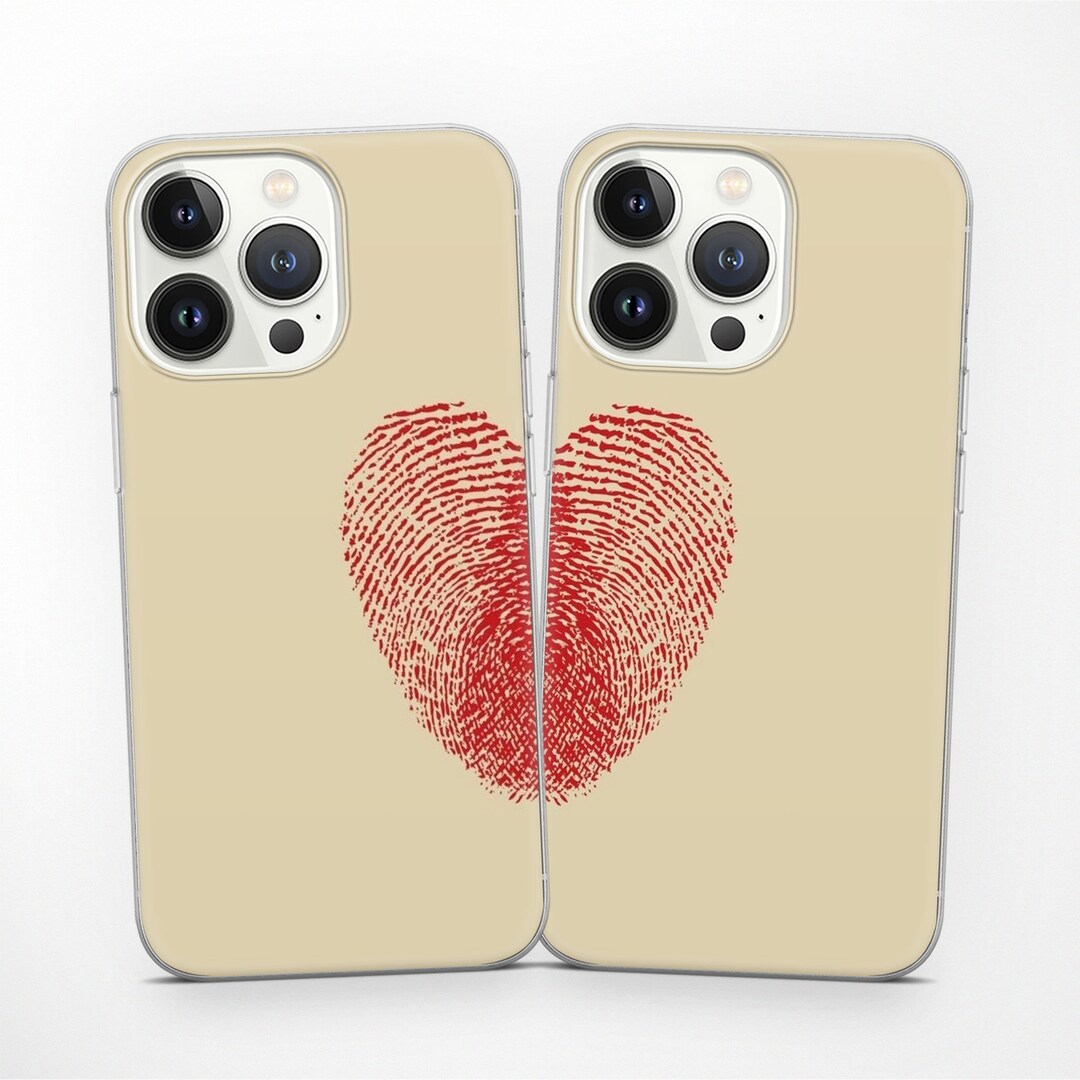 Matching Couple Phone Case Couple Clear Heart Cover for iPhone 15 Pro ...