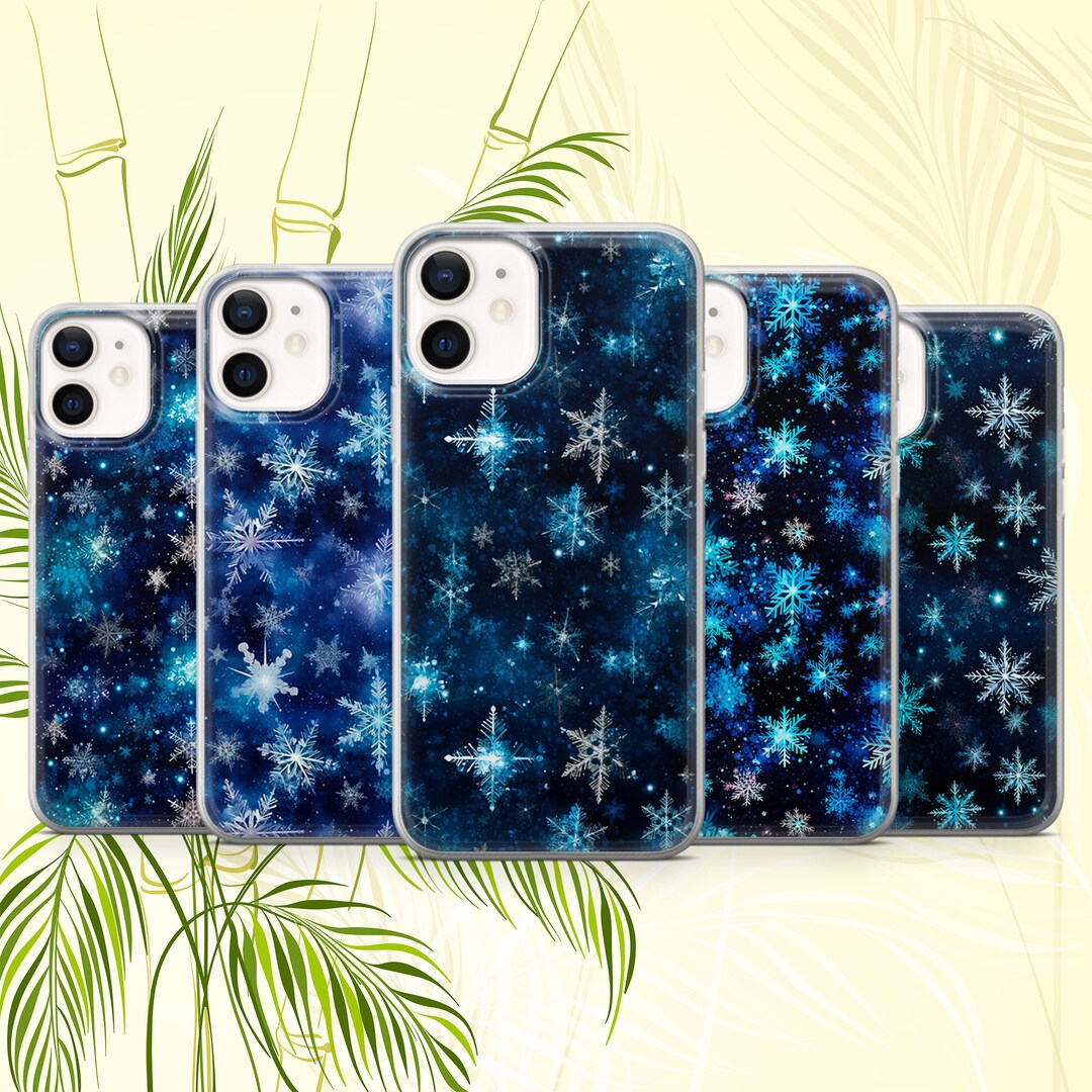 Gold Blue Snowflakes Phone Case Christmas Cover for iPhone 15 - Etsy