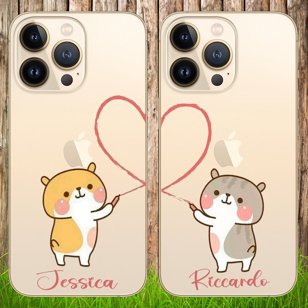 Personalized Couple Phone Case Cute Matching Cover for iPhone 15 Pro ...