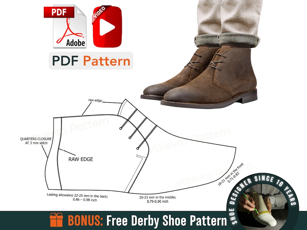 Patterns Chukka Boots - Sewing Shoes Patterns PDF - Leather Boots ...
