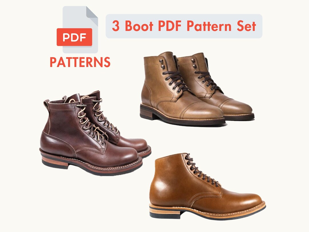 Set of 3 PDF Boot Patterns - Sewing Patterns - Leather Boots Templates ...