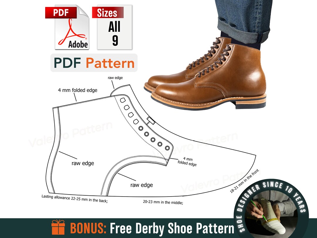 Patterns Men Boots - Mid Boots Pattern - Sewing Boots Pattern - Upper ...
