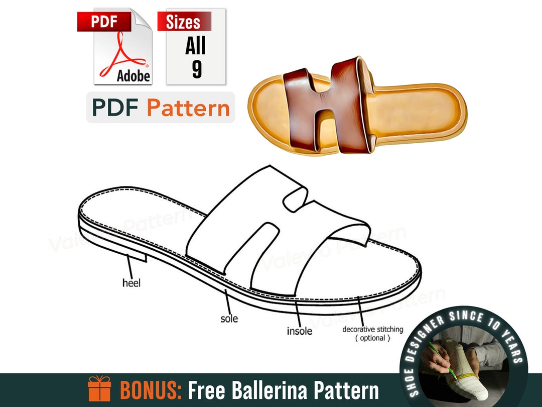 Digital Pattern Shoes PDF, Women Sandals H, Shoes All 9 Sizes - Etsy