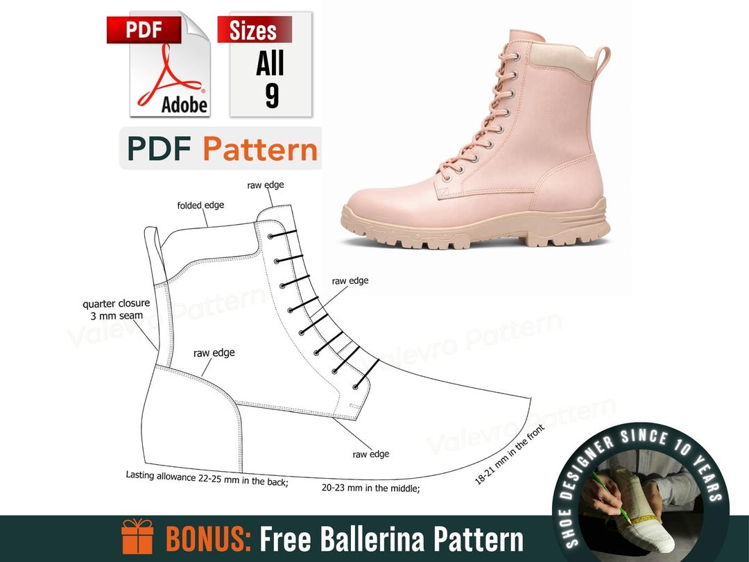Winter Boots Sewing Pattern PDF | Leather Boots Template: Women's Sizes ...