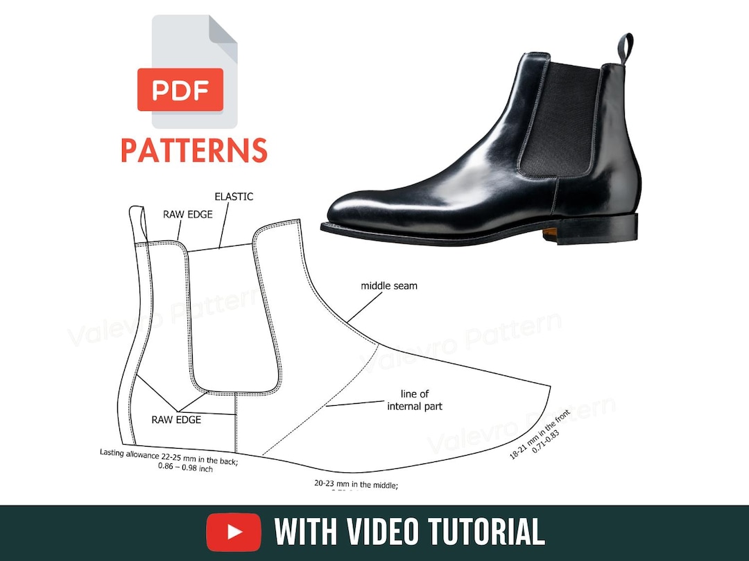 Patterns Chelsea Boots - Sewing Shoes Pattern PDF - Leather Boots ...