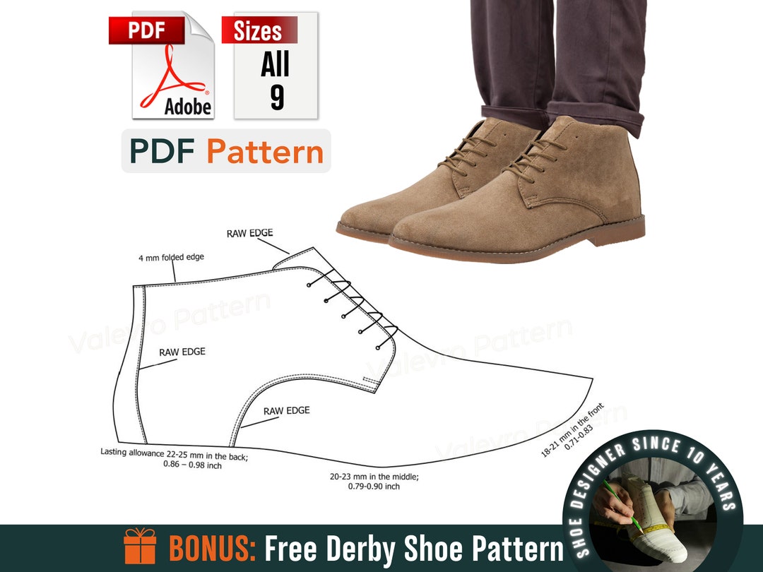 Derby Boots Sewing Pattern: Men's Desert Boots (PDF) - Etsy