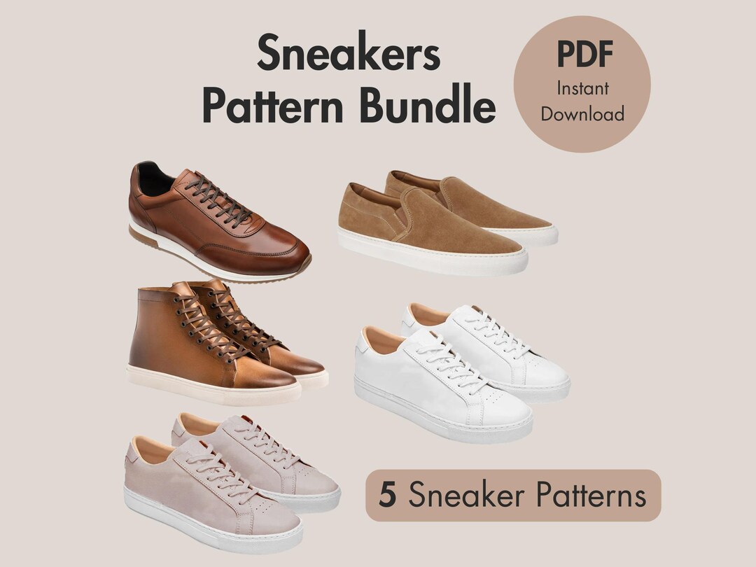 Sneaker Shoe Patterns Bundle – 5 Sneakers PDF Patterns for Shoemaking ...