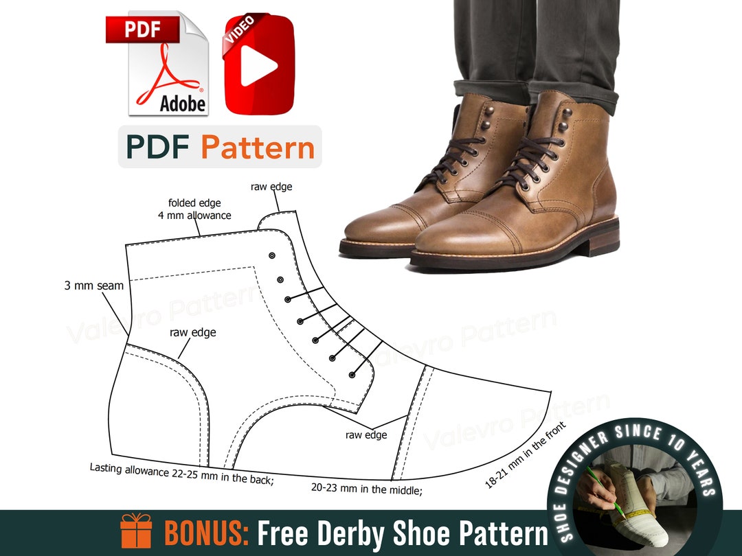 Patterns Men's Boots Derby Boots Sewing Pattern Men's Boots Pattern PDF ...
