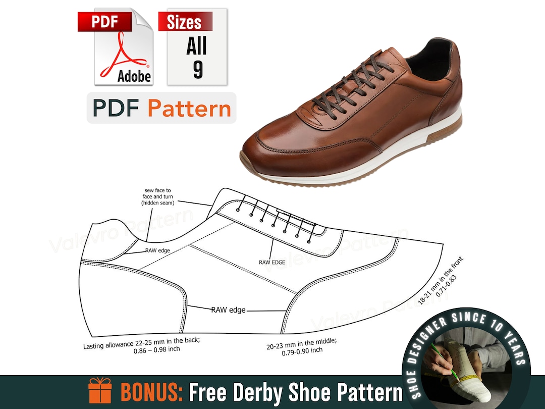 Patterns Sneakers - Low Top Trainers - Sewing Shoes Pattern - Men ...
