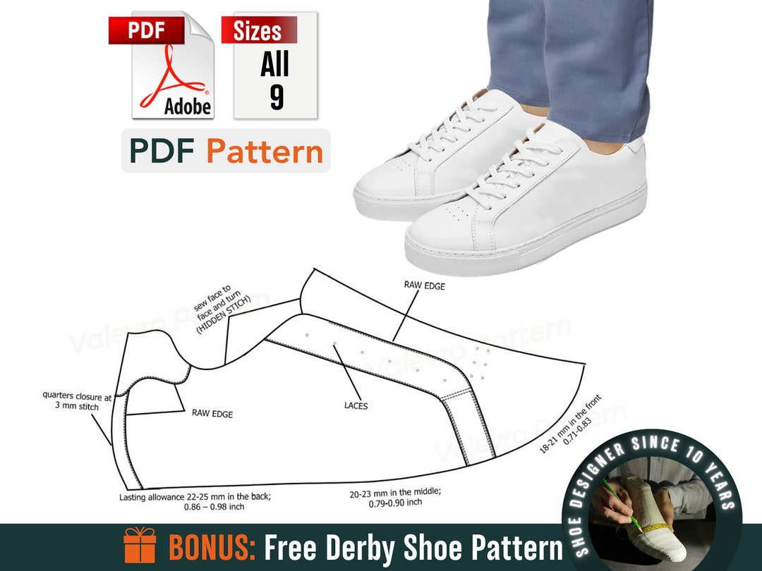 Patterns Sneakers PDF - Sewing Shoes Patterns - Men's Sneakers Patterns ...