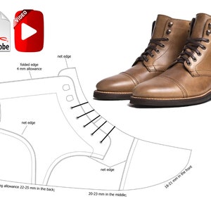Digital Pattern Shoes PDF, Laces Casual Men Boot 3, All 9 Sizes, Real ...