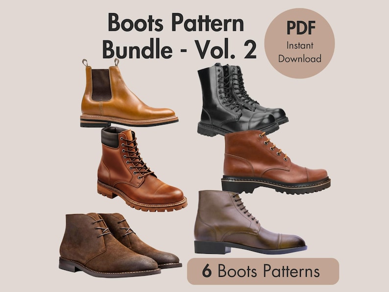 Men’s Leather Boot Shoe Patterns – 6 PDF Patterns for Handmade Boots ...