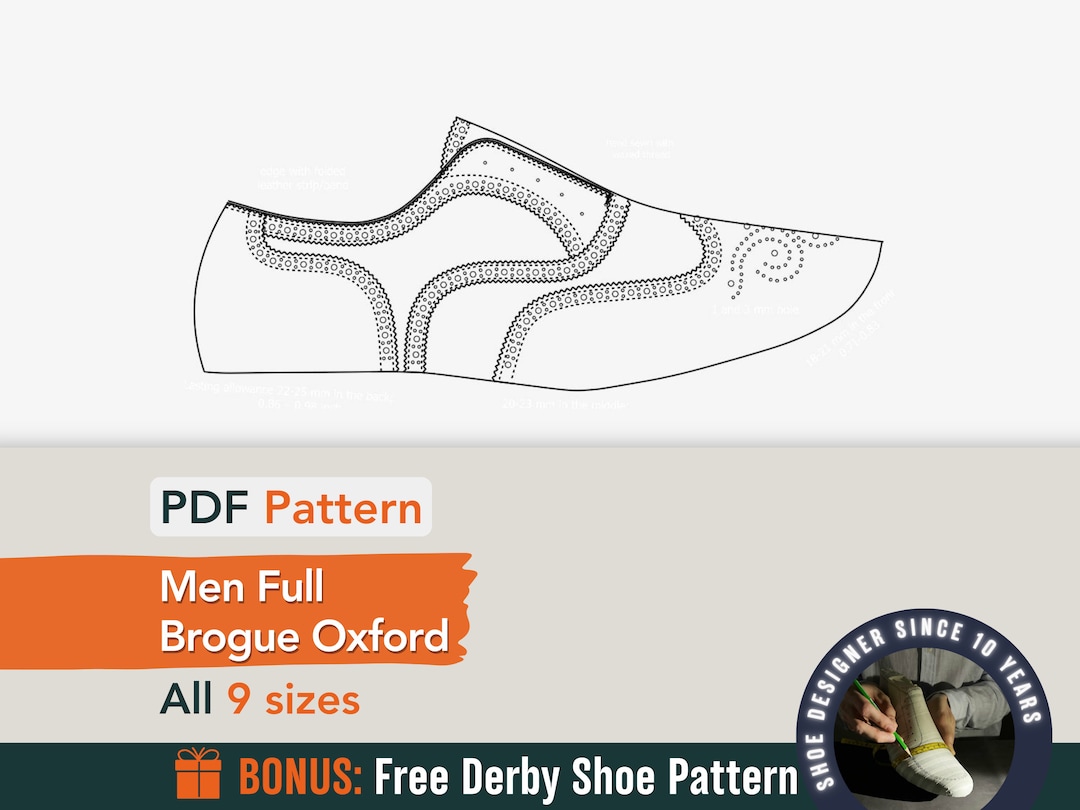 Patterns Wingtip Oxford Full Brogue Oxford Pattern Sewing Oxford ...