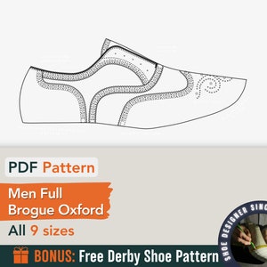 Patterns Wingtip Oxford - Full Brogue Oxford Pattern - Sewing Oxford ...